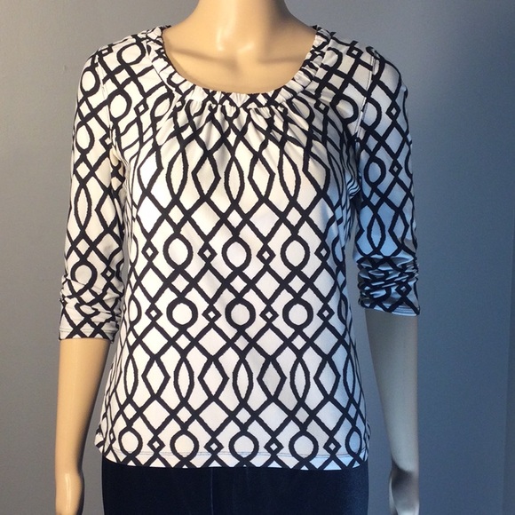 Rafaella | Tops | Rafaella Stretch Black White 34slv Topblouse | Poshmark